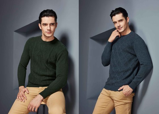 Το στρογγυλό καλώδιο λαιμών πλεκτό έκανε Knitwear S ~ 4XL κασμιριού πουλόβερ μέτρου για τα άτομα