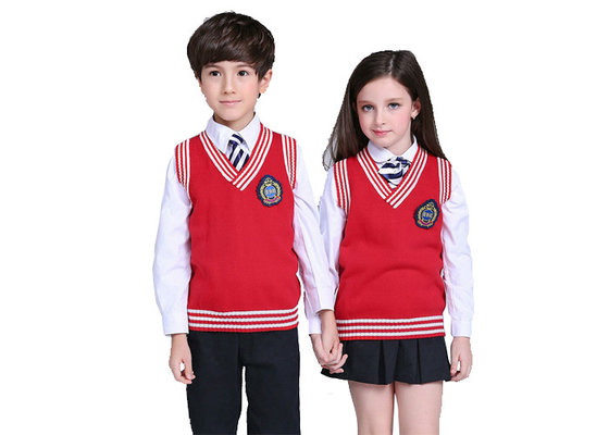 ばねおよび秋Vの男女兼用のためのつばによって編まれるベストの学生服のセーター