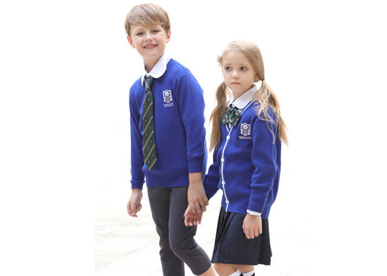 Marineblauwe Anti - Pilling-van van School Eenvormige Sweaters, Jongens en Meisjes Schoolcardigan