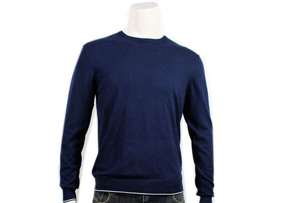 Μπλε ναυτικά 12GG λεπταίνουν μαλακό Knitwear λαβών των ατόμων αλτών ανοίξεων γύρω από το περιλαίμιο