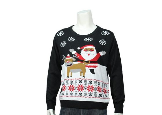 クリスマスはパターン カスタマイズされたサイズの黒によって編まれるおかしいXmasのセーターを特色にします