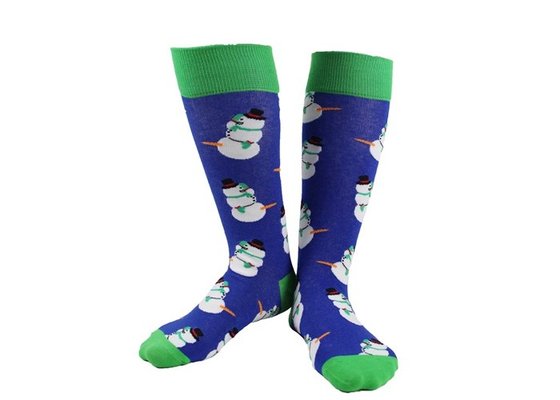 Blauwe en Groene Mooie Warme Zachte Kerstmissokken van de Wintertoebehoren voor Sneeuwmannenpatroon