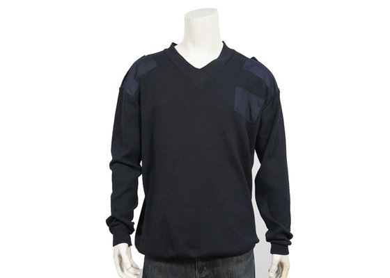 Katoen V - Militaire Eenvormige Sweater van de hals de Duidelijke Gebreide Trui Anti - Pilling-Marinekleur