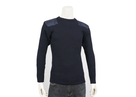 Gebreide Marineblauwe Militaire Sweater Op zwaar werk berekende O Kraag dik 9 GG Politie Jersey