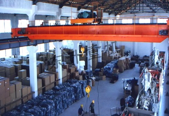 Double Girder Overhead Crane With Trolley Used In Mechanic Processing Workshop