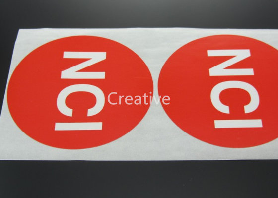 Pvc / Pp / Vinyl Customized Label Stickers Printed Red Round