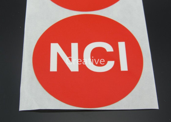 Pvc / Pp / Vinyl Customized Label Stickers Printed Red Round