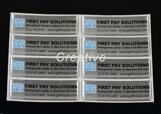 Brushed Silver Chrome Epoxy Dome Logo Doming Stickers Rectangle