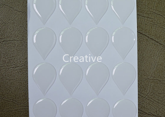 Durable Safe Waterdrop 1 Inch Clear Epoxy Stickers Easy To Remove