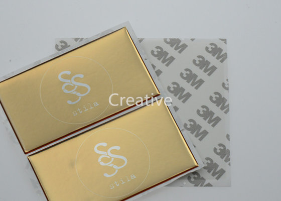 Gold Color Screen Printing 3D Domed Labels , Raised Doming Labels