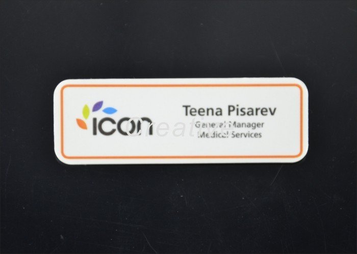 Corference Printed Plastic Name Badges , Plastic Name Tags With Pins