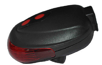 China 2 Laser 3 Red LED Bicycle Tail Light With 2 * AAA Battery Black Surface supplier