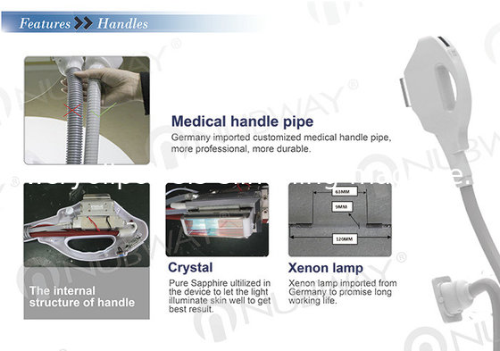 400,000 shots guarantee IPL hair removal machine with 3 hand piece, Germany xenon lamp