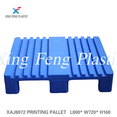 Virgin HDPE groove surfaced single faced plastic pallet special use in printing industry with printing machine MANROLAND