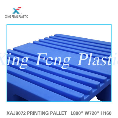 Virgin HDPE groove surfaced single faced plastic pallet special use in printing industry with printing machine MANROLAND