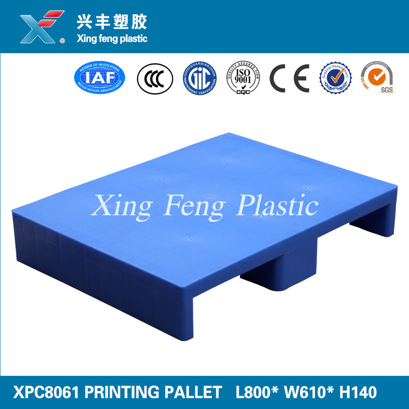 High quality flat top design Injection molding three-foot pallet for printing industry