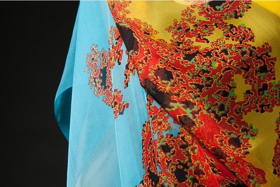 Yellow And Blue Oversized Digital Printing Silk Scarves Scarf Wrap Shawl
