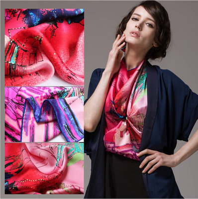 Colorful Silk Satin Custom Design Scarves Ladies Shawl Wrap For Spring