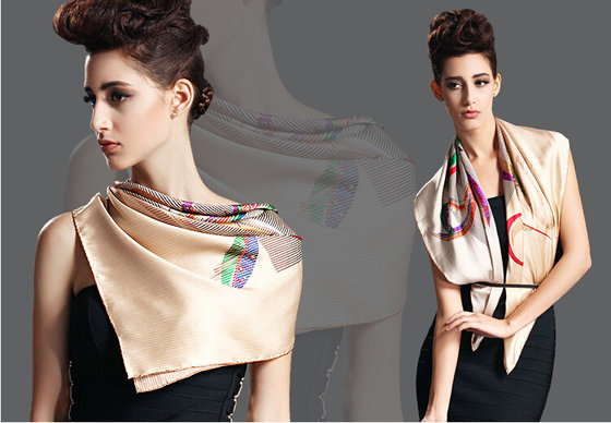 Hand Rolled Hand Painted / Screen Printing Scarves Silk Satin Scarf