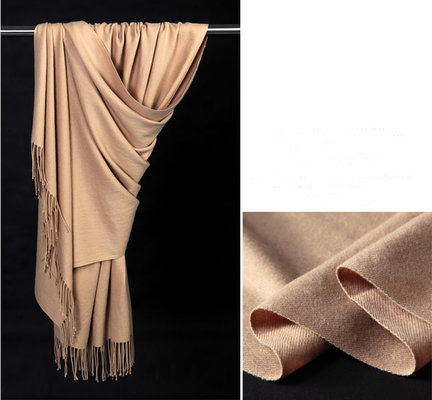 Red Solid Color Breathable Weave Pashmina Silk Shawl With Fringe