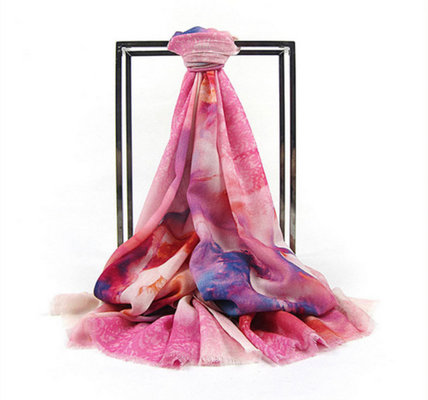 Multi Coloured Custom Digital Printing Silk Scarves Silk Chiffon / Twill Scarf