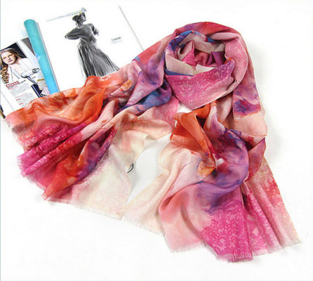 Multi Coloured Custom Digital Printing Silk Scarves Silk Chiffon / Twill Scarf
