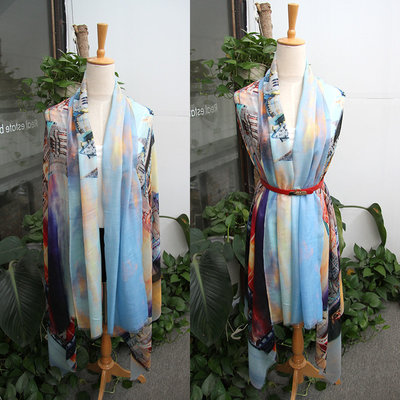 Custom Winter Warm Weave Wool Pashmina Shawls Digital Printing Scarves