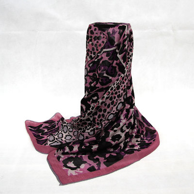 Wool / Cashmere Pashmina Silk Shawl Leopard Print Scarves For Womens