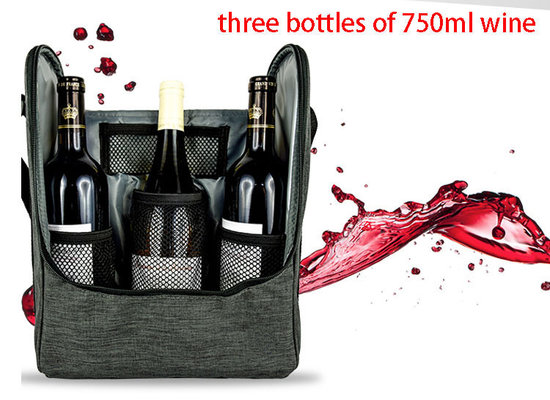 China Factory supply Ice insulated nylon wine bottle cooler bag for three wines supplier