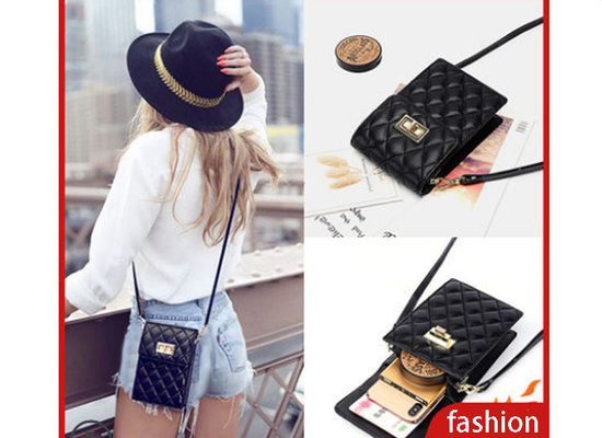 China 2019 new leather mini small change small bag vertical versatile rim-mesh sheepskin cell phone bag supplier