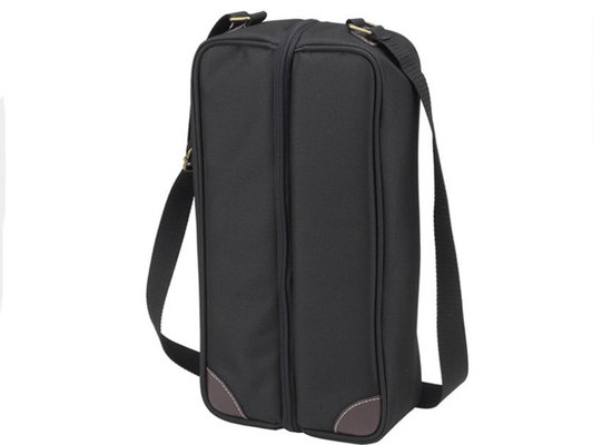Customized single wine picnic bag wine bottle and two glass bag with strap supplier