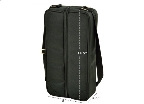 Customized single wine picnic bag wine bottle and two glass bag with strap supplier