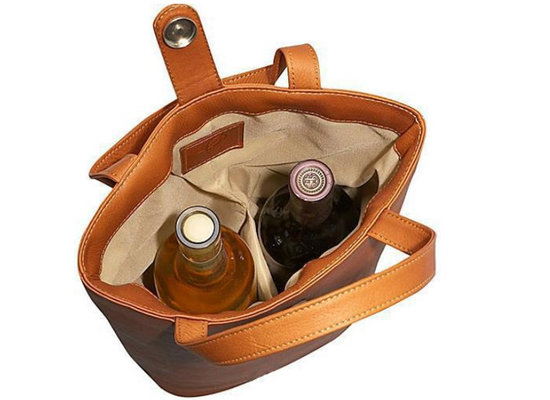 Dongguan factory wholesale PU handbag for two wine bottles supplier