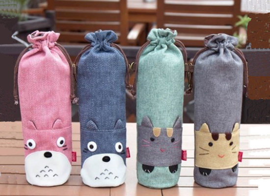 2019 Hot-Selling BPA FREE Collapsible cute cartoon sleeve water bottles bags supplier