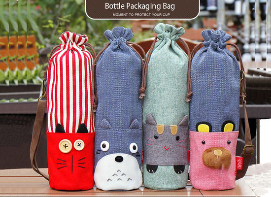 2019 Hot-Selling BPA FREE Collapsible cute cartoon sleeve water bottles bags supplier