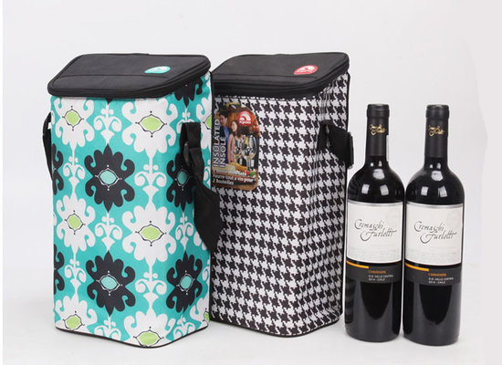 Ice insulated nylon wine bottle cooler bag for double wines supplier