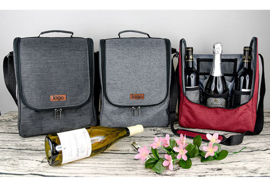 Factory supply Ice insulated nylon wine bottle cooler bag for three wines supplier