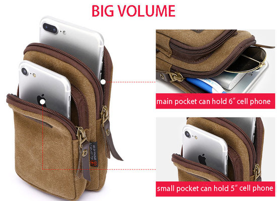 Male wear belt multi-function vertical hanging canvas Mobile phone bag supplier