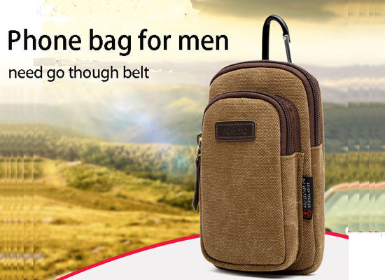Male wear belt multi-function vertical hanging canvas Mobile phone bag supplier