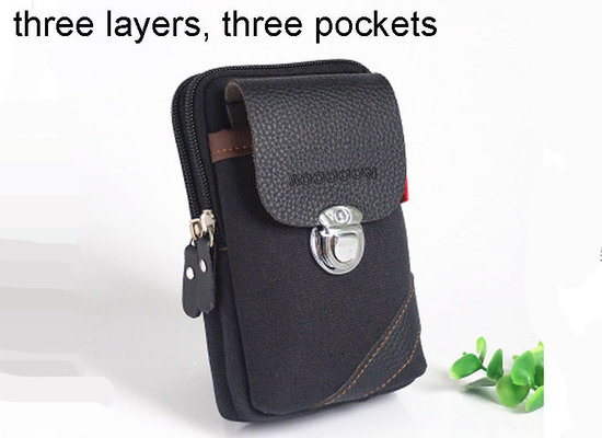 Male wear belt multi-function vertical canvas Mobile phone bag supplier