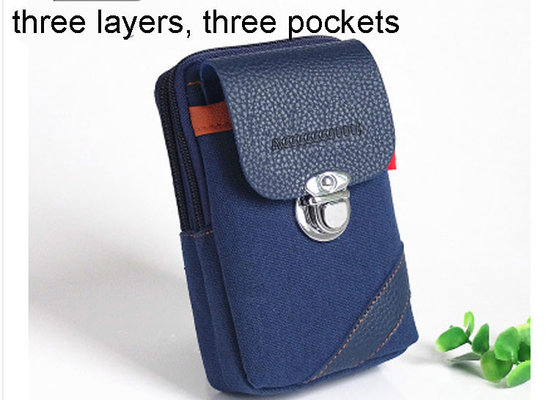 Male wear belt multi-function vertical canvas Mobile phone bag supplier