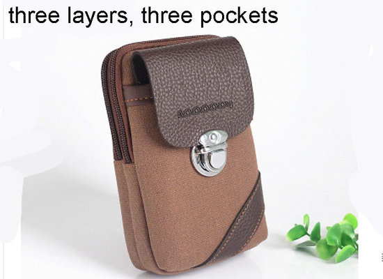 Male wear belt multi-function vertical canvas Mobile phone bag supplier