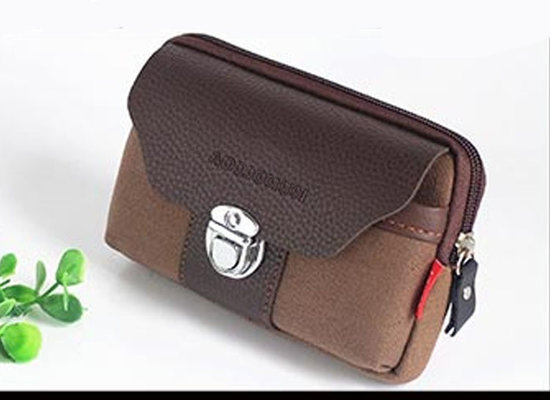 Male wear belt multi-function horizontal canvas Mobile phone bag supplier