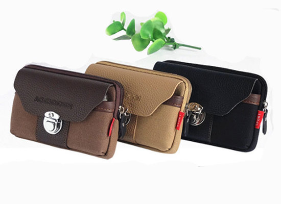 Male wear belt multi-function horizontal canvas Mobile phone bag supplier