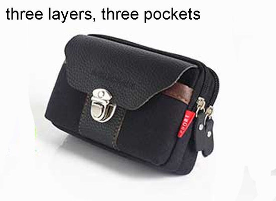 Male wear belt multi-function horizontal canvas Mobile phone bag supplier