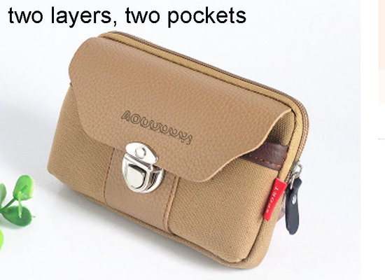Male wear belt multi-function horizontal canvas Mobile phone bag supplier