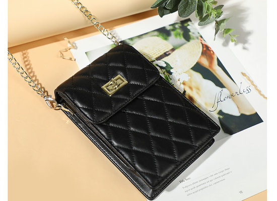2019 new leather mini small change small bag vertical versatile rim-mesh sheepskin cell phone bag supplier