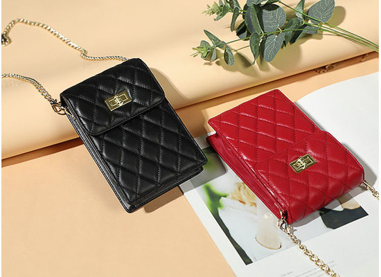 2019 new leather mini small change small bag vertical versatile rim-mesh sheepskin cell phone bag supplier