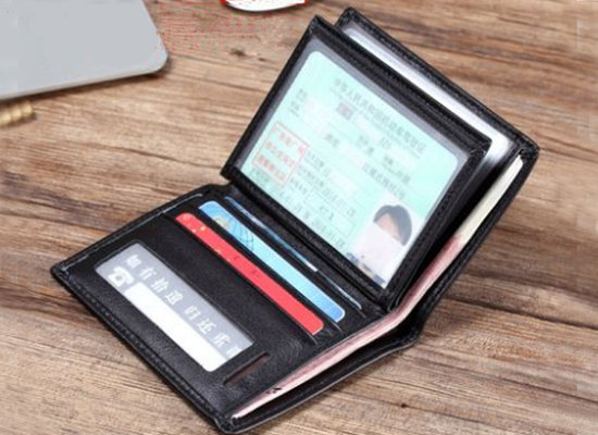 Driver's license Anti-theft brush leather multi-card position man shield RFID chip function thin wallet supplier