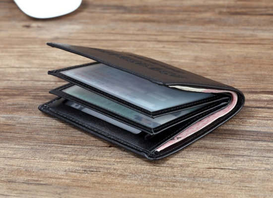 Driver's license Anti-theft brush leather multi-card position man shield RFID chip function thin wallet supplier